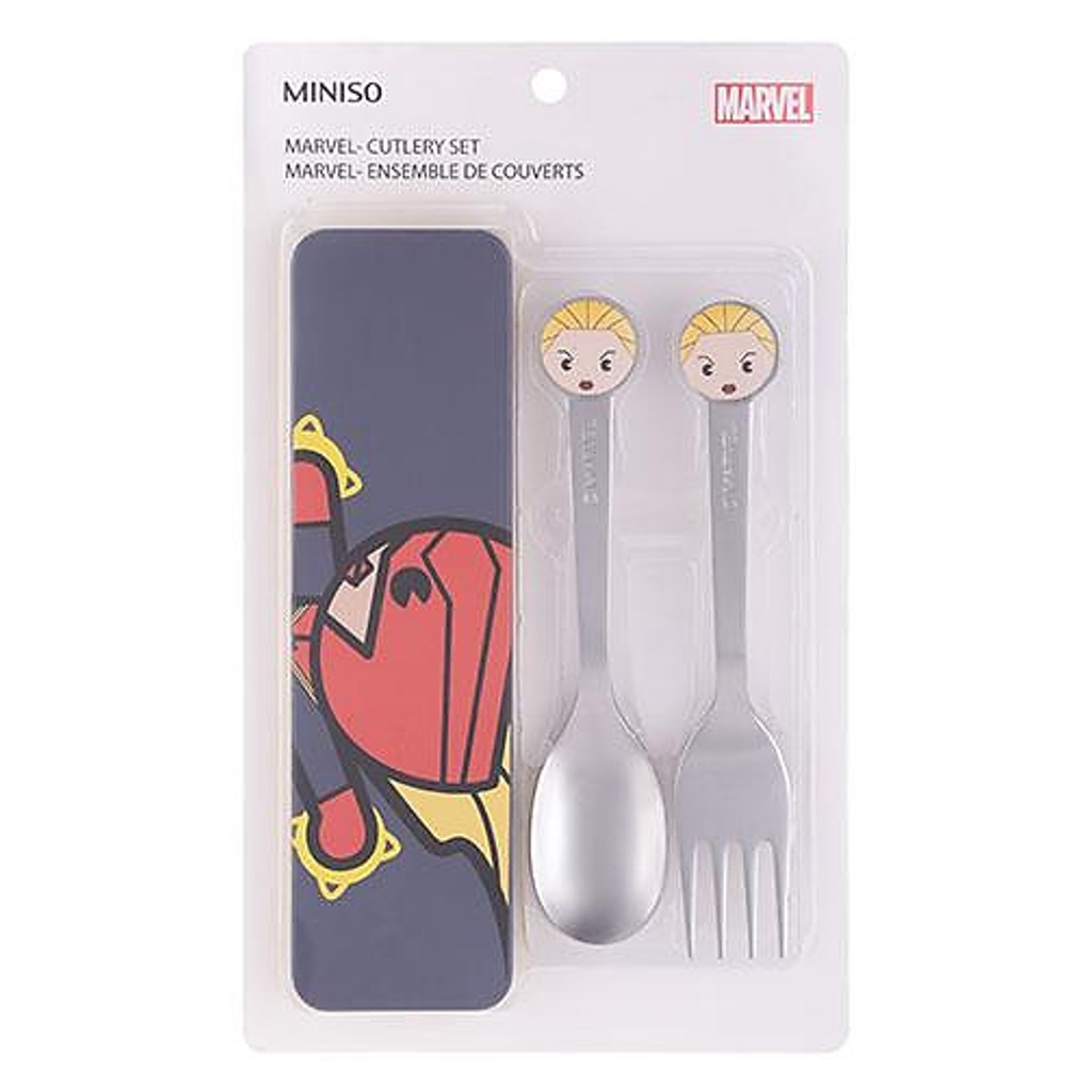 ชุดคู่ช้อนและส้อมพร้อมกล่องเหล็กสำหรับเด็กลิขสิทธิ์ของแท้ Miniso X ...