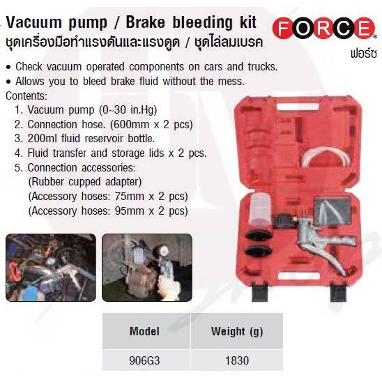 FORCE ชุดเครื่องมือทำแรงดันและแรงดูด / ชุดไล่ลมเบรค Model 906G3 | Shopee Thailand