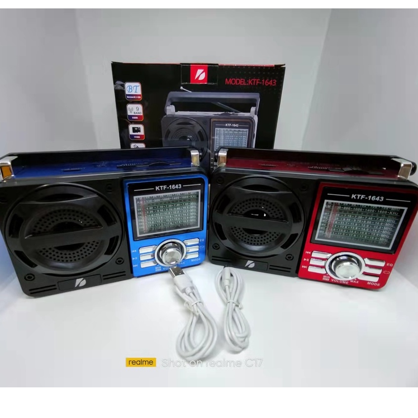NEW!! มาใหม่ ลำโพงบลูทูธ ลำโพงวิทยุ รุ่น KTF-1643 FM USB TFMUSIC ลำโพงไร้สายพกพาง่าย คลื่นชัด ...