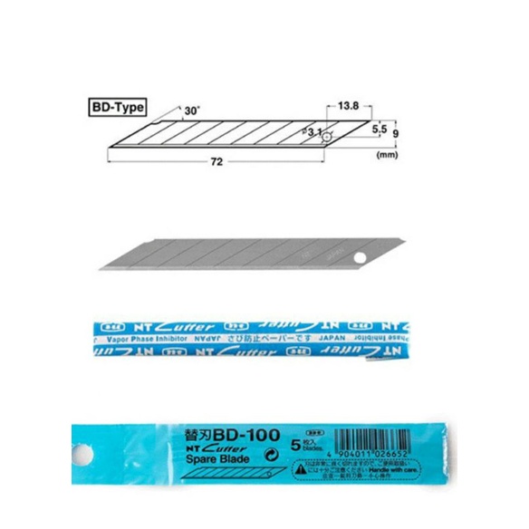 มีดคัตเตอร์ NT Cutter BD-100 (30องศา) และ BA-170 (58 องศา)และใบดำ BA15P ...