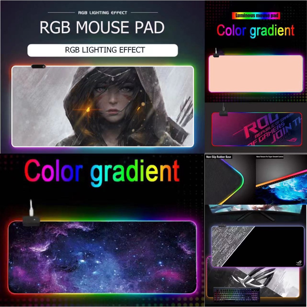 แผ่นรองเมาส์มีไฟ GMS-wt-5 Gaming Mouse Pad RGB 7colors (300×800×4)เปลี่ยนไฟได้ 14 โหมด | Shopee ...