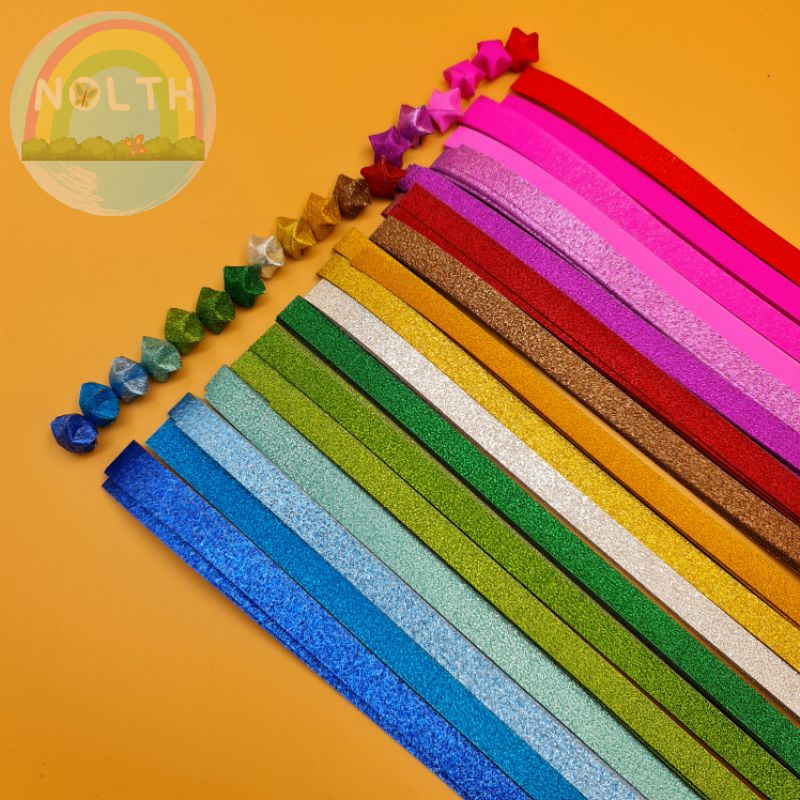 กระดาษพับดาว กากเพชร 18-20แผ่น เนื้อกระดาษลื่น, origami lucky star ...