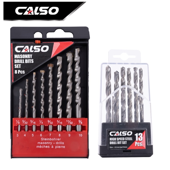 CALSO Drill combo 3 in 1 (แพคคู่) ชุดดอกสว่านสแตนเลส 13Pcs เจาะไม้ เหล็ก และ ดอกสว่านเจาะปูน 8 ...