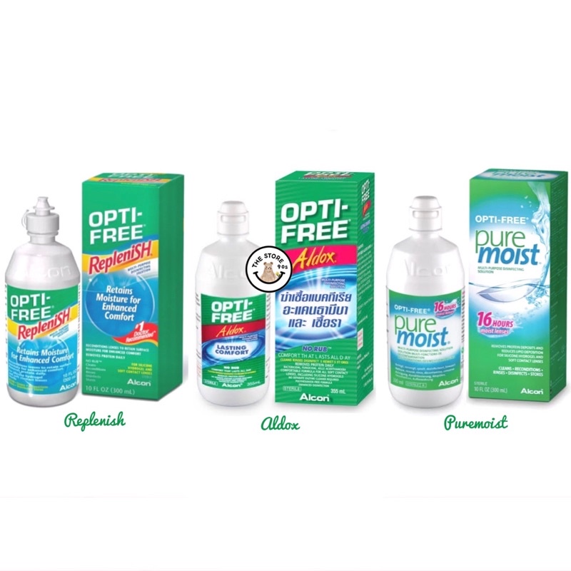Opti-Free Replenish/Aldox/Pure Moist 300, 355 ml. ออพติ-ฟรี น้ำยาล้าง ...