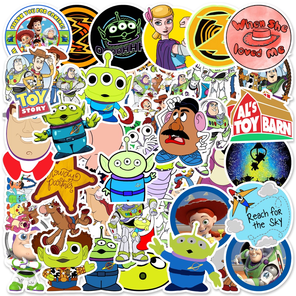Y&P| ชุดสติ๊กเกอร์ Toy Story การ์ตูนเส้นขยุกขยิกกันน้ำ, 50 แผ่น/ชุด ...