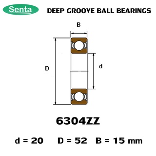6304ZZ KOYO ตลับลูกปืนเม็ดกลม ฝาเหล็ก (DEEP GROOVE BALL BEARINGS) 6304 ...
