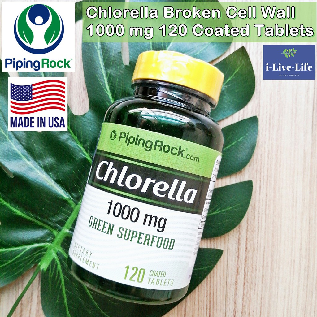 คลอเรลลา Chlorella Broken Cell Wall 1000 mg 120 Coated Tablets - Piping ...