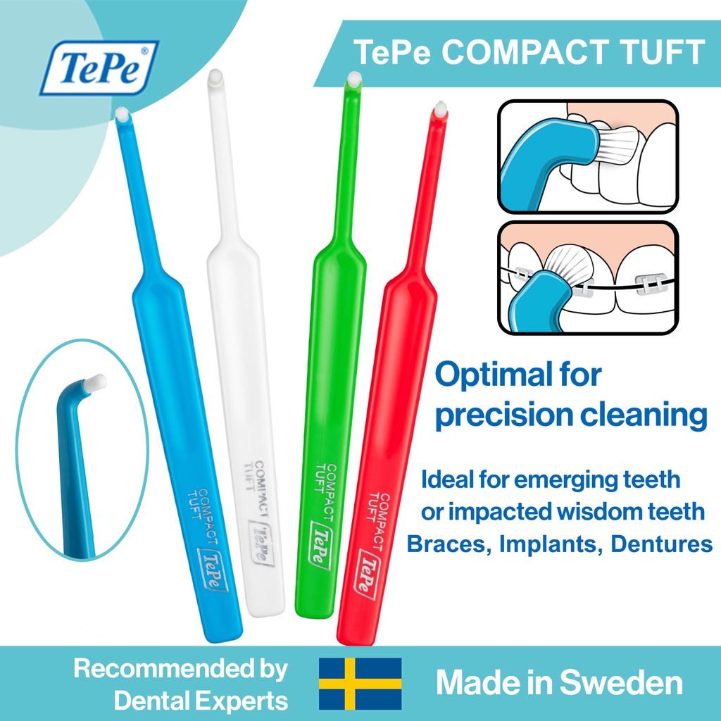 TePe Compact Tuft แปรงกระจุก ทรงโดม ขนนุ่มแน่น แปรงกระจุกเทเป้ คอมแพ็ค ...