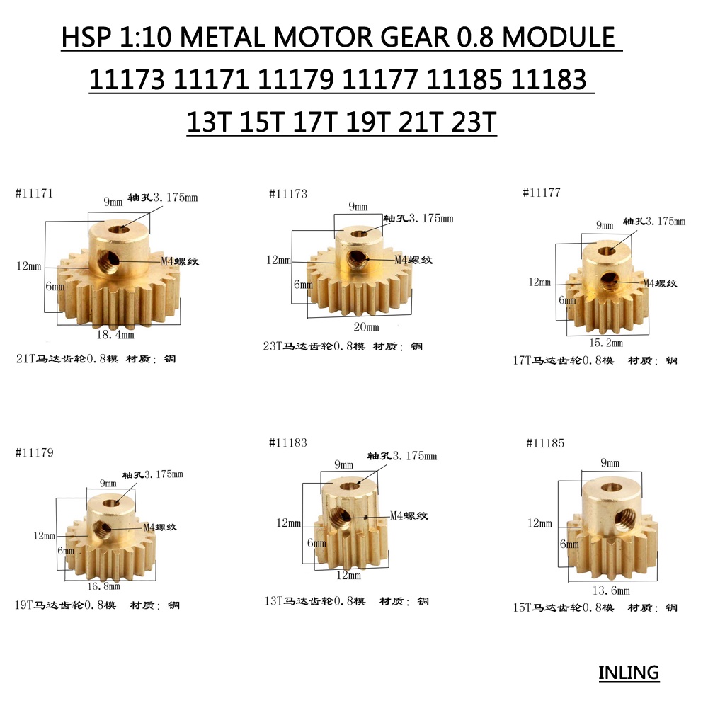 Hsp 1:10 โมดูลเกียร์โลหะ 0.8 11173 11171 11179 11177 11185 11183 13T 15T 17T 19T 21T 23T ...