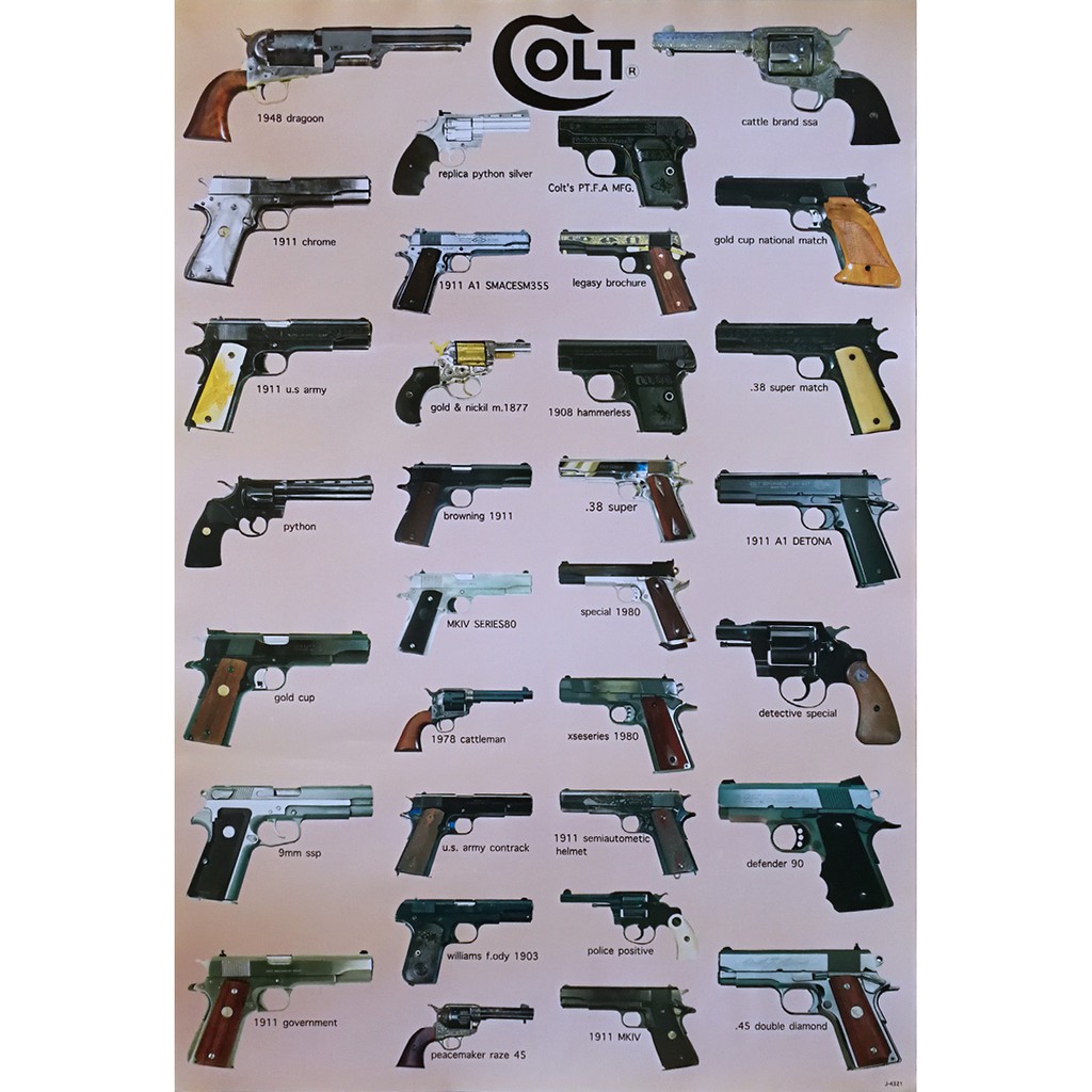 โปสเตอร์ ปืน โคลต์ COLT REVOLVERS POSTER 24"x35" Inch PISTOLS Vintage ...