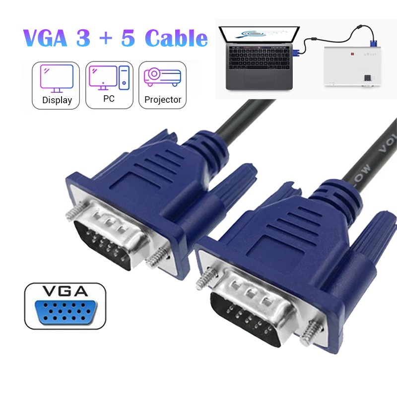 สาย VGA สายต่อจอVGA 3+5 15pin VGA Cable MaleTo Male ยาว1.5เมตร | Shopee Thailand