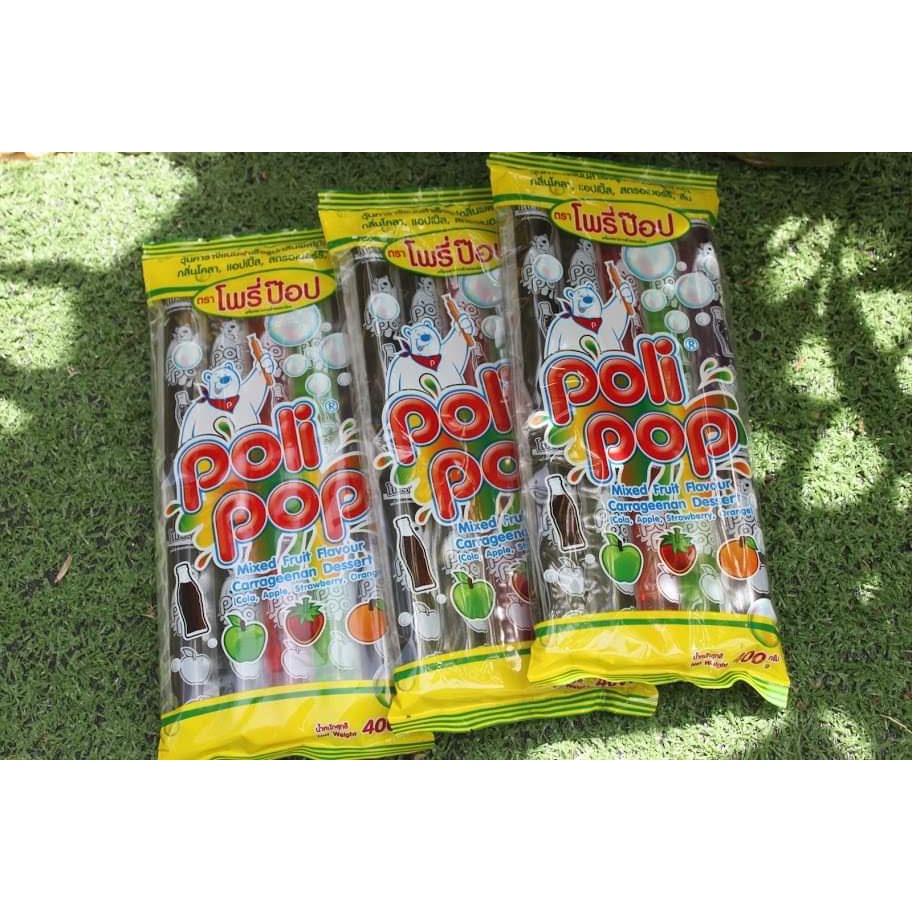 POLI POP ตัวดูด วุ้นคาราจีแนน หวานเย็น กลิ่นผลไม้ แพคละ5 แท่งๆ ละ 80 ...