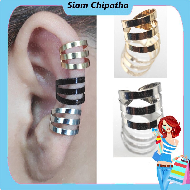 ต่างหู ไม่ต้องเจาะหู ตุ้มหู จิว | CLP . 3F | Punk Rock Ear Clip Cuff ...
