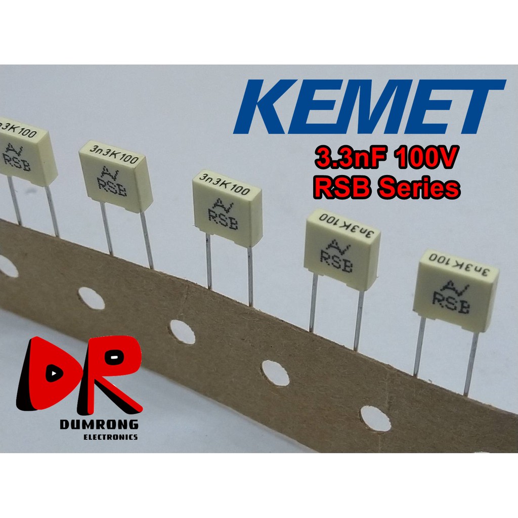 (10 ชิ้น) 3.3nF 3300pF 332 100V MKT R82 ยี่ห้อ AV KEMET ตัวเก็บประจุ ...