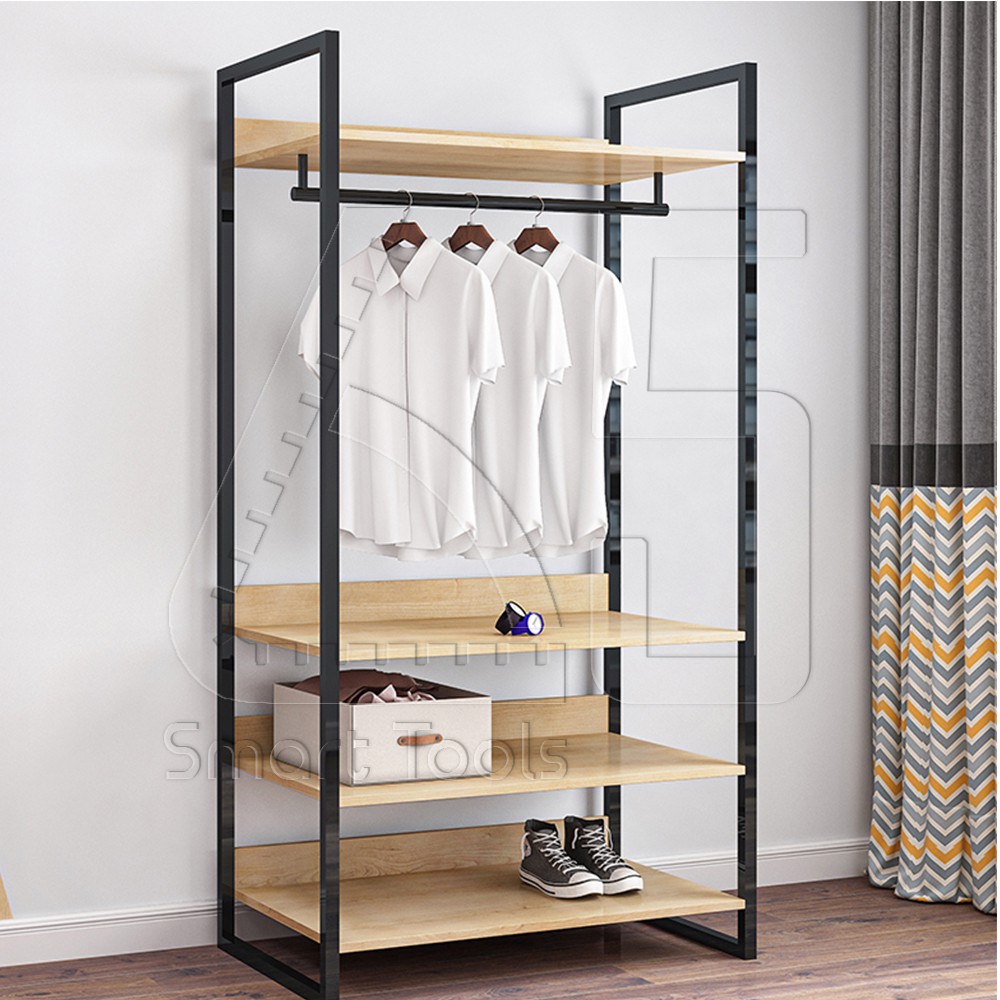 InnHome ราวแขวนเสื้อผ้า 2in1 พร้อมชั้นวางของ 3 ชั้น รุ่น 9816Y | Shopee Thailand