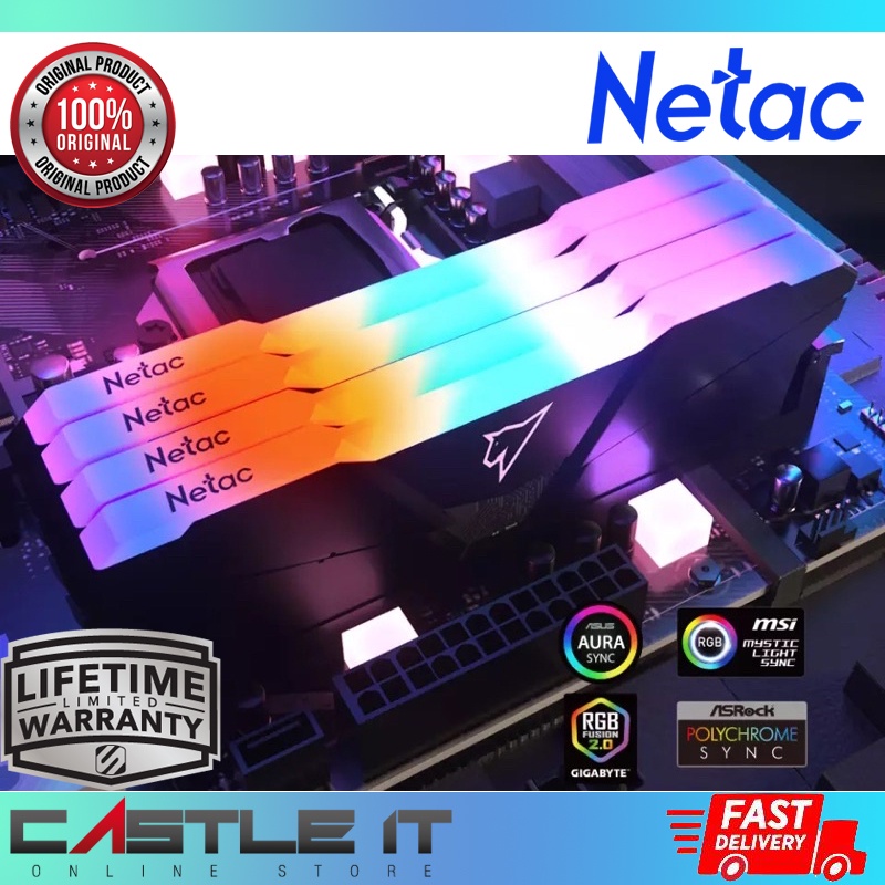 Netac SHADOW แรมไฟ RGB DDR4 16GB 8GB (8GB x2) 3600MHZ 3200MHZ RGB LED ...