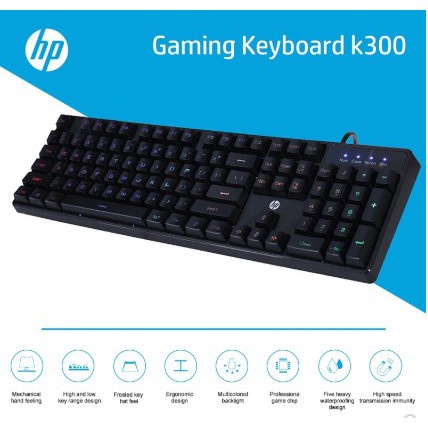 USB Keyboard HP Gaming K300 คีย์ไทย เกมมิ่ง Feel Semi Mechanical เซม ...