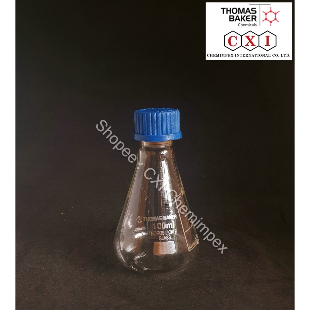 Conical Flask with Blue Screwcap, 100 ml | Shopee Thailand