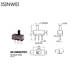 สวิตช์สไลด์ SS12d00 3Pin 1P2T 2 ตําแหน่ง 2 มม. 3 มม. 4 มม. 5 มม. 6 มม. คุณภาพสูง 1000 ชิ้น ...