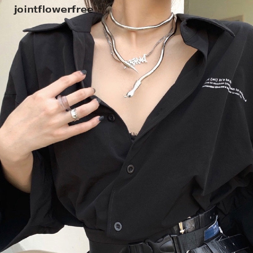 Jfth ใหม่ พังก์ ฮิปฮอป โลหะ ปรับได้ ทอง เงิน งู อเนกประสงค์ สร้อยคอ ...