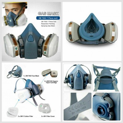 3M 7502 7in1 Reusable and Washable Half Face Silicone Respirator Mask ...