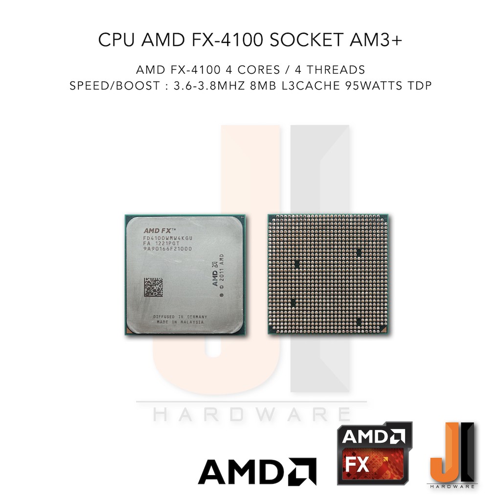 CPU AMD FX-4100 4 Cores/ 4 Threads 3.6-3.8 Ghz 8 MB L3 Cache 95 Watts ...