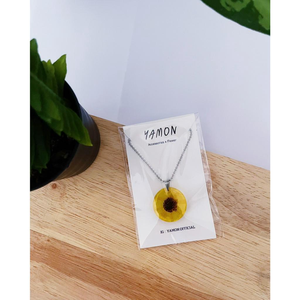 YAMON สร้อยคอดอกทานตะวัน Sunflower สร้อยคอสแตนเลส จี้ดอกไม้จริง ...