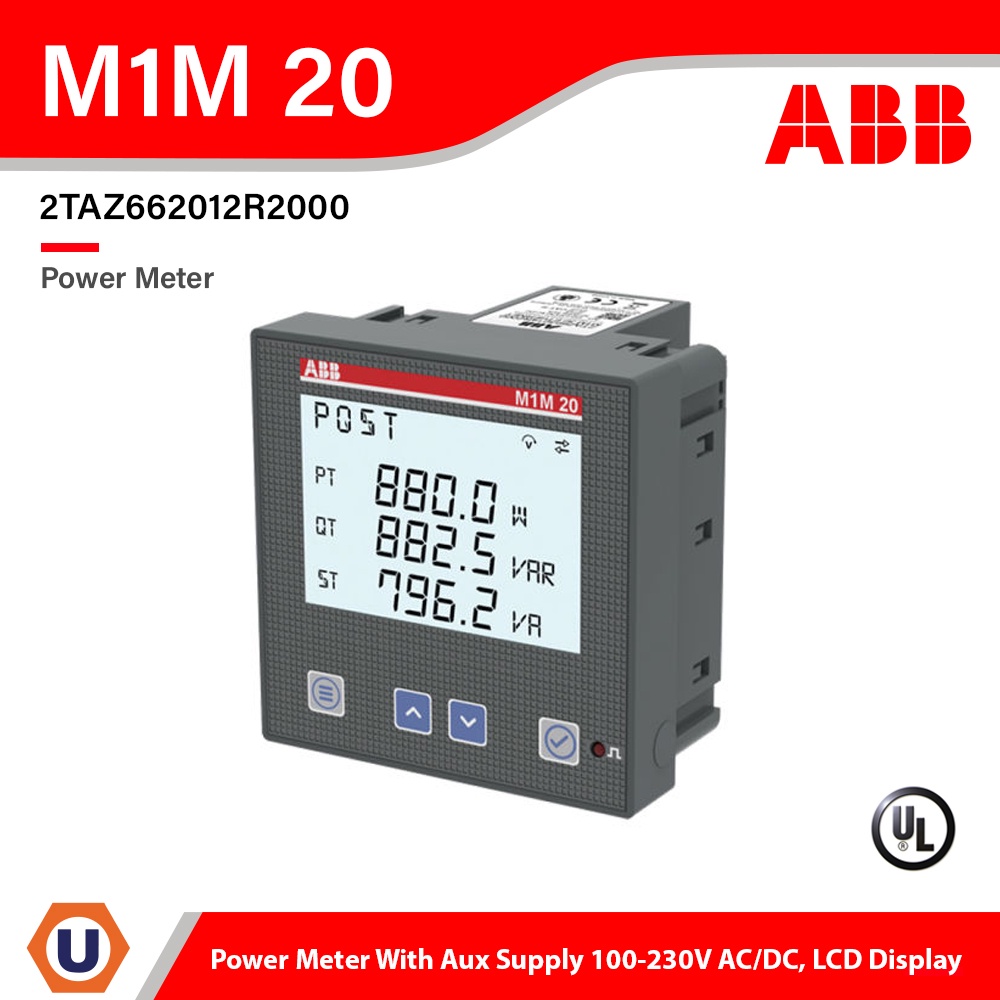 ABB M1M 20 Modbus is a power meter with aux supply 100-230 V AC/DC, LCD ...