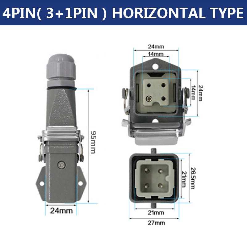 Heavy Load Connector HDC HA 4 5 6 8 Pin Heavy Duty Connector 10A Rectangle Aviation Plug Socket ...