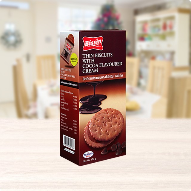 Bissin Thin Biscuit with Cocoa Flavored Cream บิสกิตชนิดแผ่นบางไส้ครีม ...