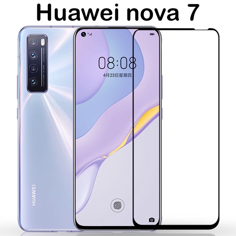 Huawei Nova7 ฟิล์มกระจกนิรภัย เต็มจอ Huawei Nova 7 ฟิล์มเต็มจอ ขอบดำ ฟิล์มกันกระแทก ฟิล์มกันจอ ...