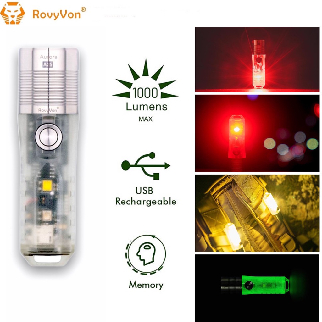 RovyVon Aurora A25 White/RED GITD Keychain Flashlight | Shopee Thailand