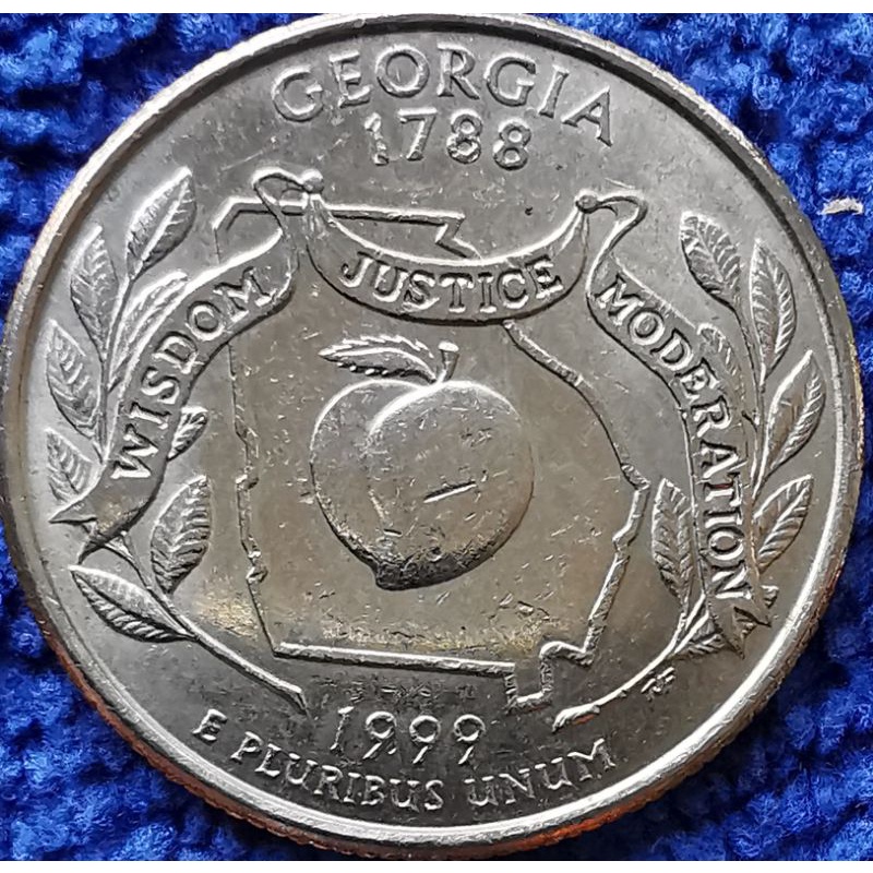 เหรียญ หมุนเวียน USA. 0.25 USD, State quarter, Georgia, #0784T, ใช้แล้ว ...
