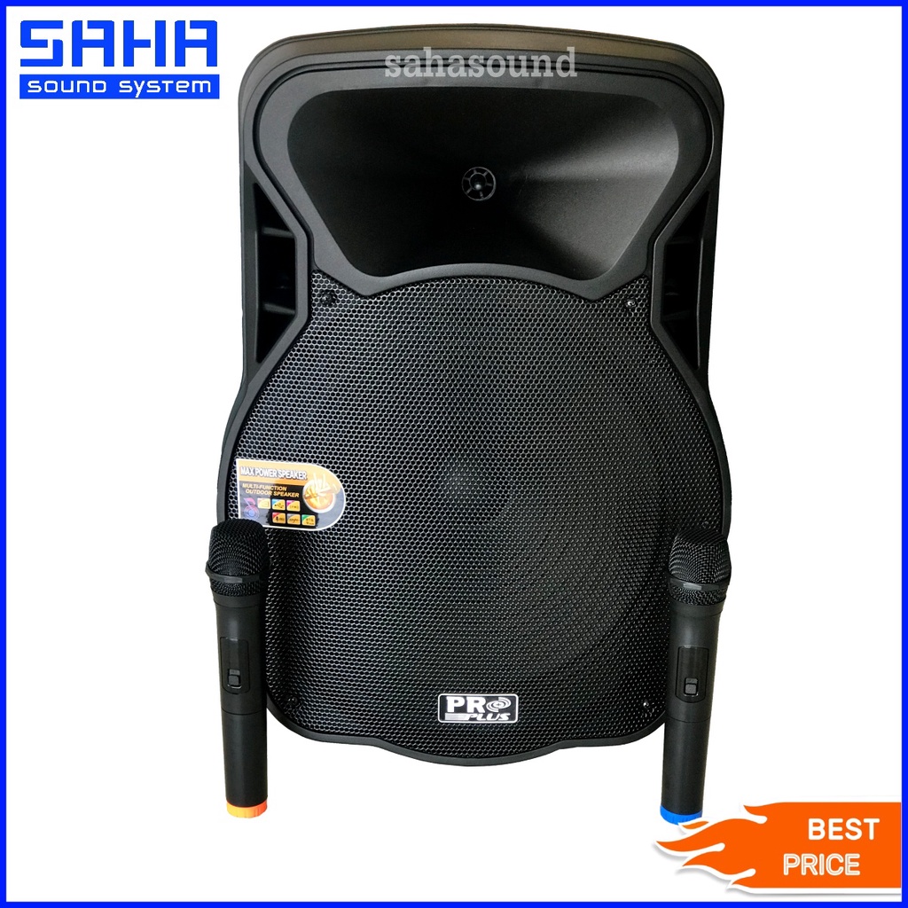 PRO PLUS XA-15 ตู้ลำโพงเอนกประสงค์ 15" ลำโพงคาราโอเกะ ตู้ลำโพงล้อลาก มีแบตในตัว ไมค์ลอยคู่ (ราคา ...