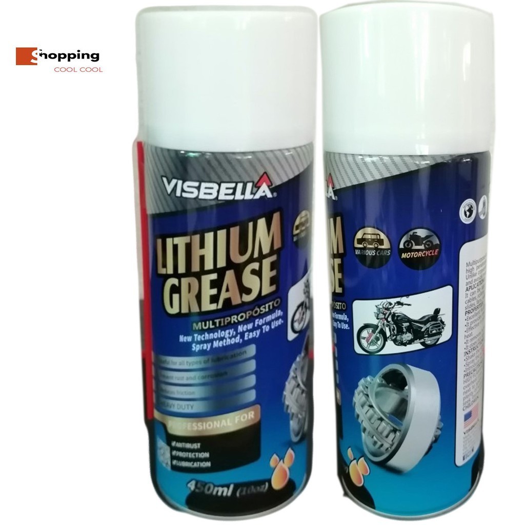 VISBELLA LITHIUM GREASE ขนาด 450 ml. จารบีเหลวหล่อลื่น ลิเทียมขาว สเปรย์จารบีหล่อลื่นลิเทียมขาว ...
