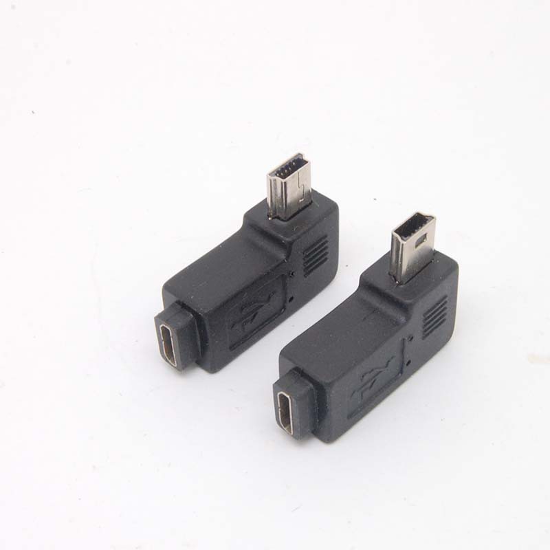 Mini USB 2.0 Type-A ชาย Micro USB 2.0 Type-B หญิง 90 องศามุมขวา/ซ้ายอะ ...