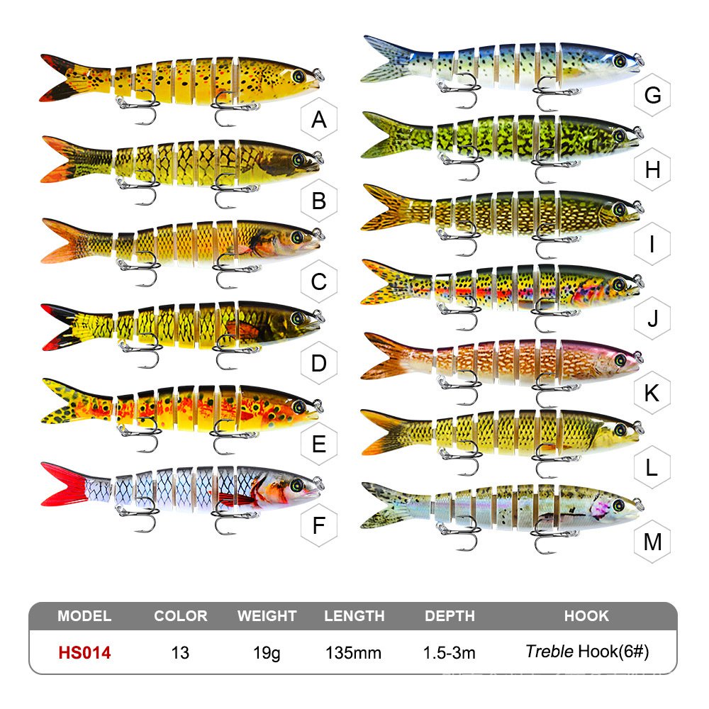 เหยื่อตกปลาไบโอนิค พลาสติกแข็ง หลายส่วน 13.28 ซม. 12 สี 19 กรัม HS014 ...