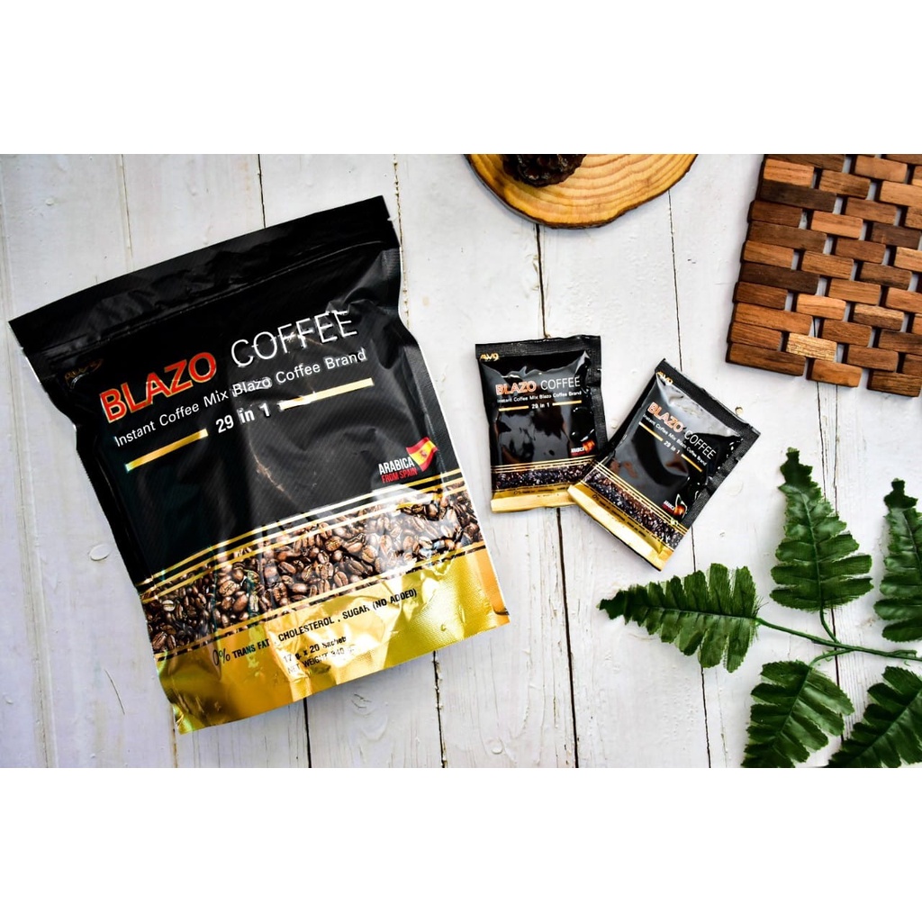 กาแฟ เบลโซ่ กาแฟเพื่อสุขภาพ BLAZO Coffee Instant Coffee Mix Brand 29 in 1 (1 ห่อ 20 ซอง ...