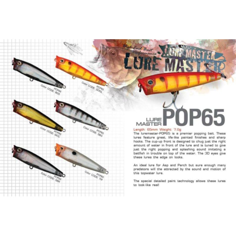 เหยื่อป็อปเปอร์ LURE MASTER POP65 | Shopee Thailand