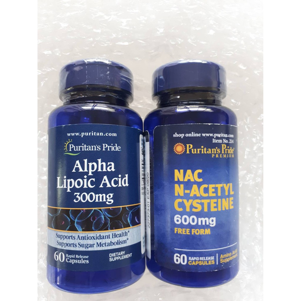 (ชุดสุดคุ้ม บำรุงผิวกระจ่างใส) N-Acetyl Cysteine (NAC) 600 mg 60 แคปซูล +Alpha Lipoic Acid (ALA ...