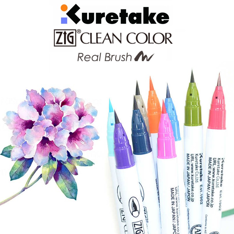Kuretake ZIG Clean Color Real Brush Pen - ชุดสี 6 / 12 / 24 / 36 / 48 / 60 / 90 | Shopee Thailand