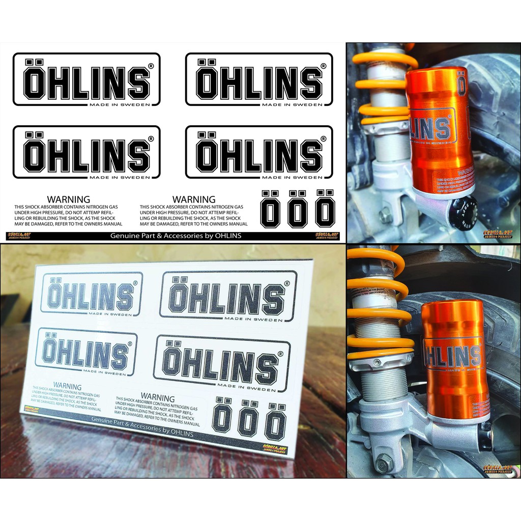 สติ๊กเกอร์ติด โช๊คแก๊ส OHLINS MADE IN SWEDEN / Motorcycle Sticker shock ...