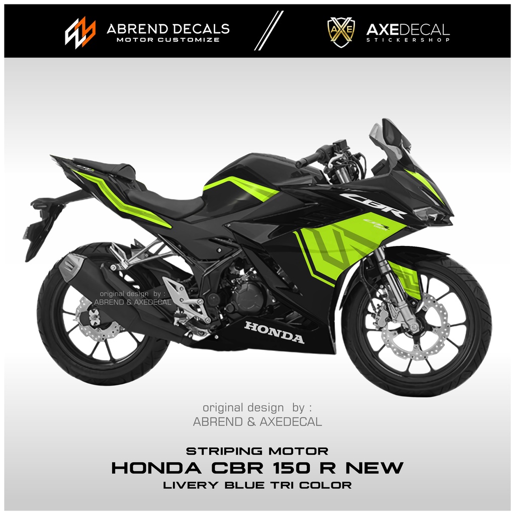 สติกเกอร์รูปลอก CBR 150 R ใหม่ 2021 LIVERY BLUE TRI COLOR/HONDA CBR 150 ...