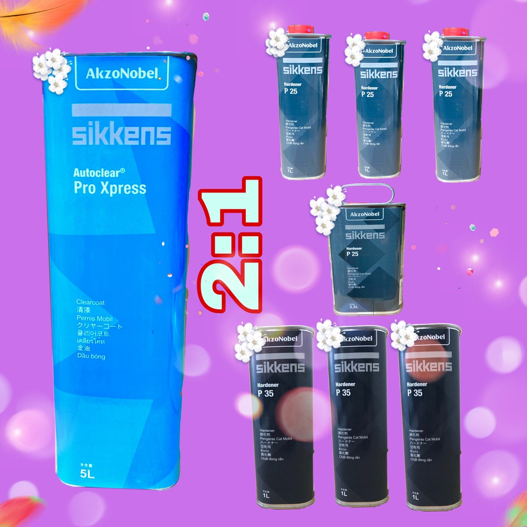 Sikkens Auto Pro Xpress (เเลคเกอร์) ขนาด 5L และ Hardener(ตัวเร่ง) P25 ขนาด 1L หรือ 2.5L / P35 ...