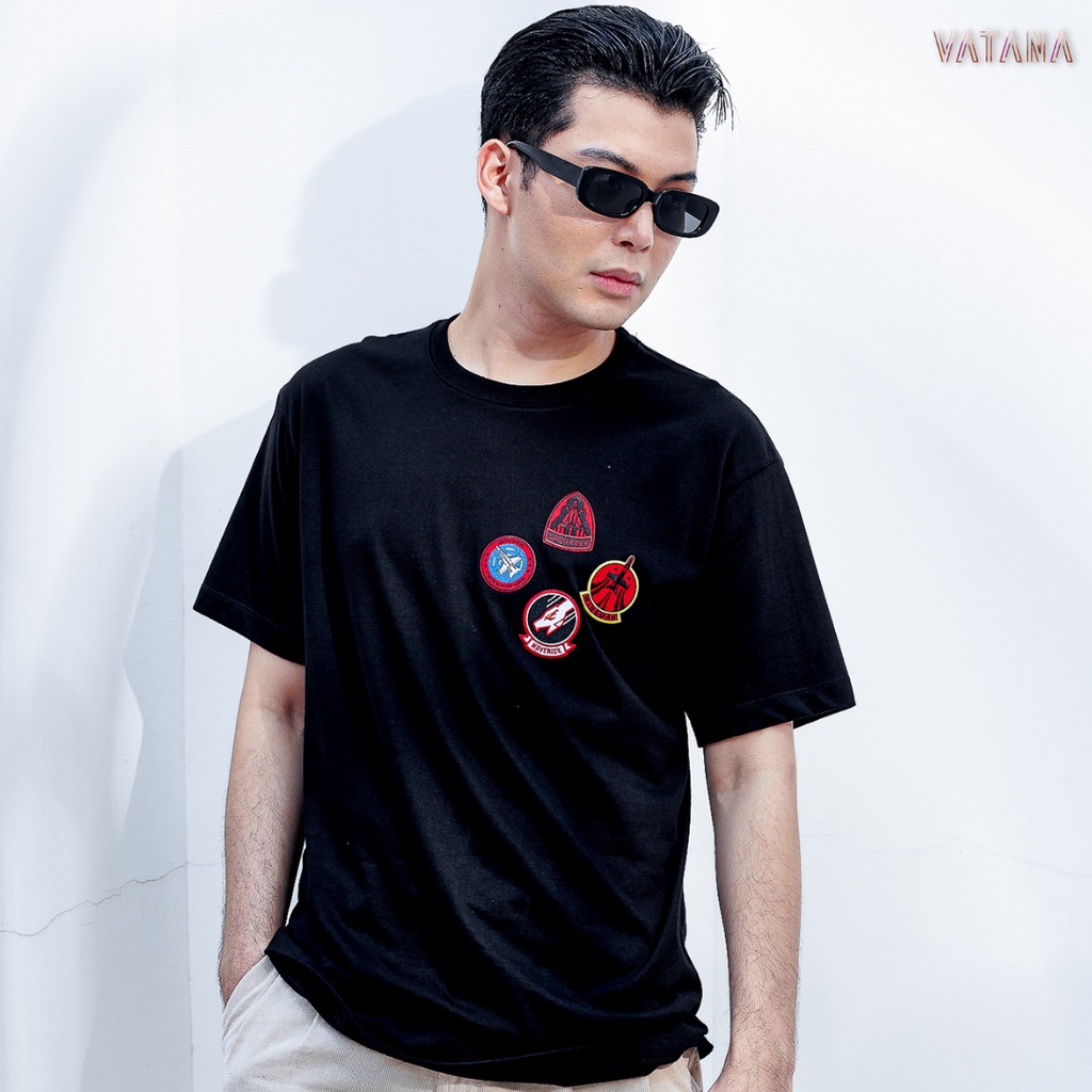 VATANA - เสื้อยืดแขนสั้น สีดำ พิมพ์ลาย TOP GUN MAVERICK : Badge ...