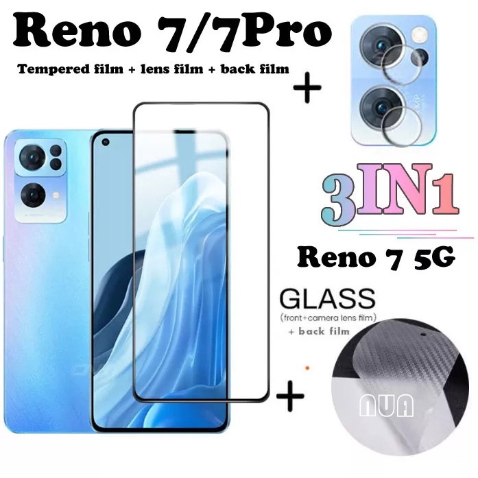 3in1 OPPO Reno7 5G / Reno7z 5G / Reno7Pro ฟิล์มเลนส์กล้อง + ฟิล์มกระจกเต็มจอ+ ฟิล์มหลัง ฟิล์มกัน ...