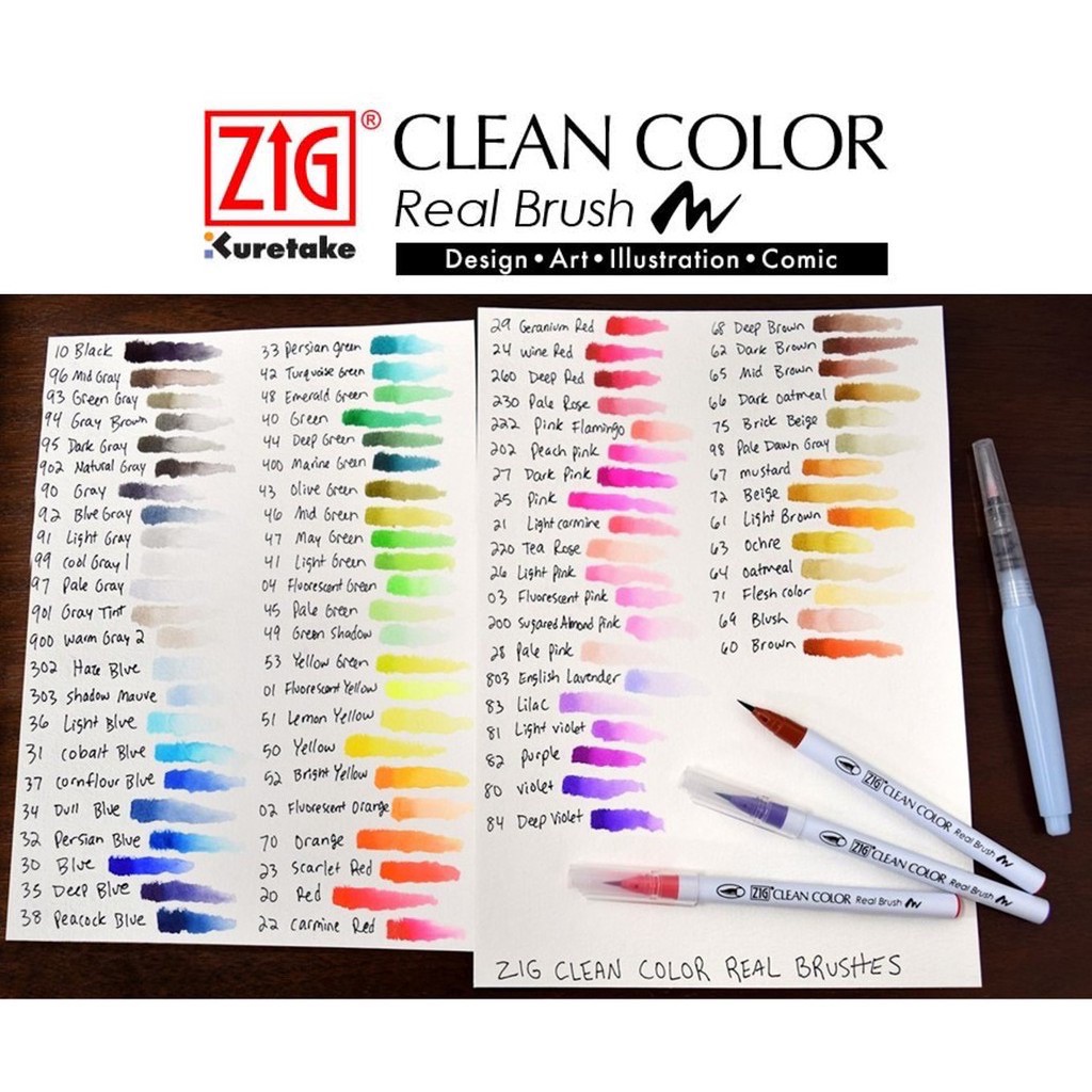 [part 2/4 no.035-061] Zig clean color real brush I ปากกาหัวพู่กันแยกขาย ...