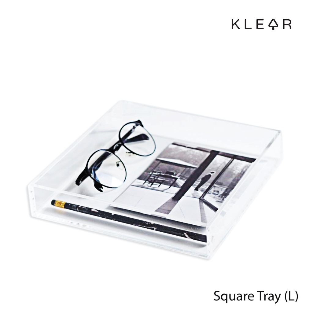 KlearObject Square Tray (L) ถาดอะคริลิคใส ถาดใส่ของ ขนาด 21x21x4 cm. ถาดอะคริลิคใส ถาดสีใส ถาด ...