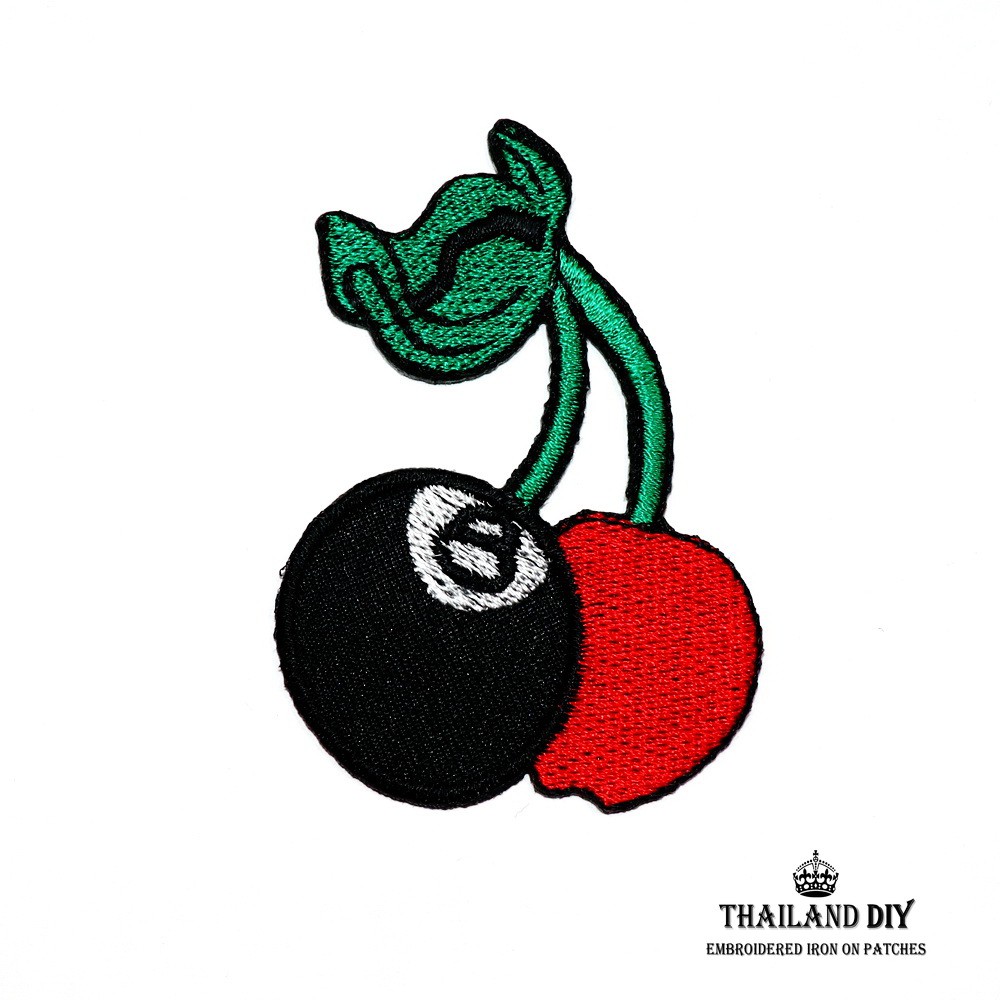 ตัวรีดติดเสื้อ ลาย เชอร์รี ลูกพูล เบอร์8 Cherry Number 8 Patch wop งาน ...