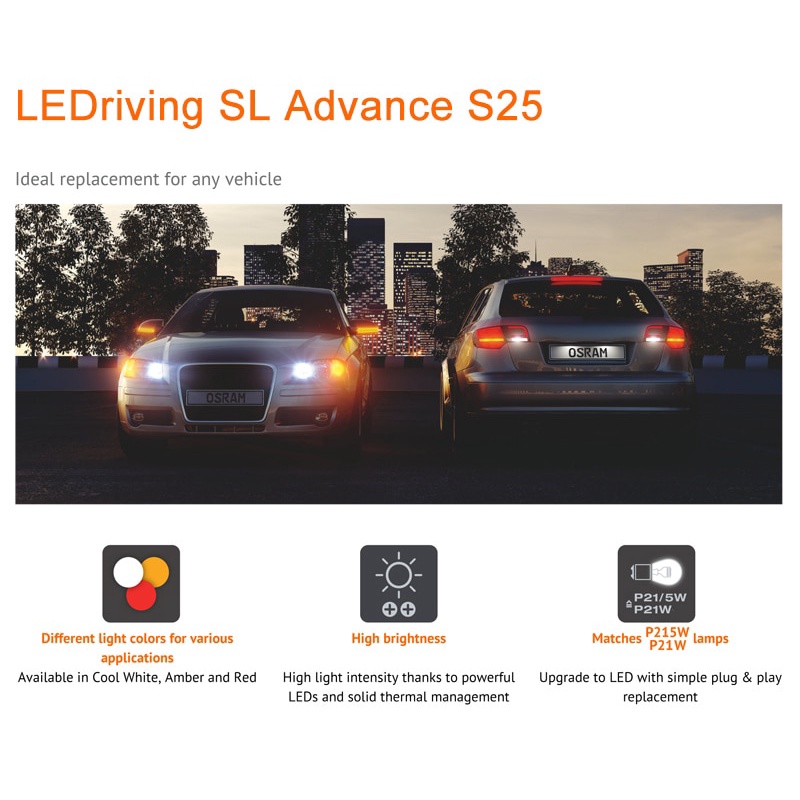 OSRAM LED P21W PY21W P21/5W สัญญาณ LEDriving SL Advance S25 1156 1157 LED รถหมอกหลอดไฟตําแหน่ง ...